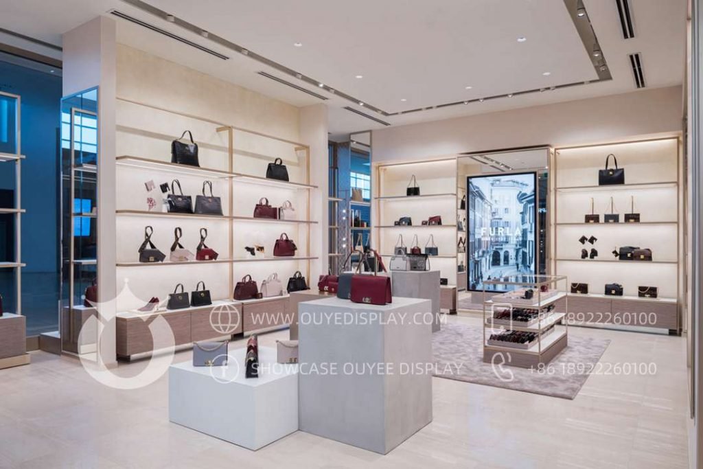 Shoes Shop Interior Design Bags Display Showcase For Sale