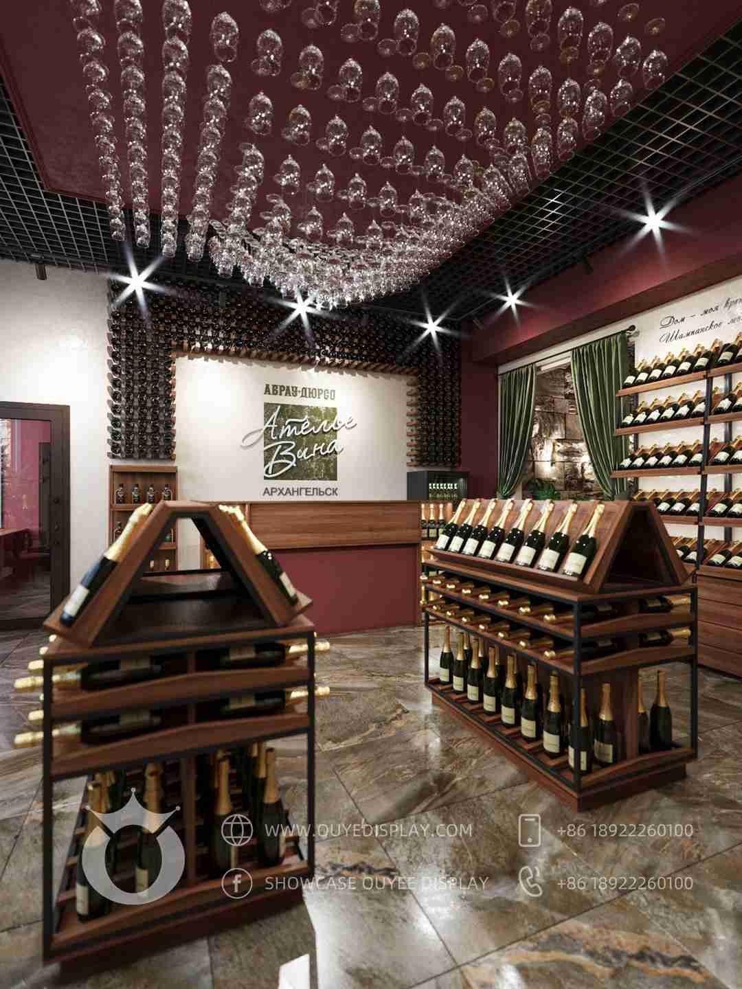 Typical Liquor Display Stand Wine shop interior design For Sale