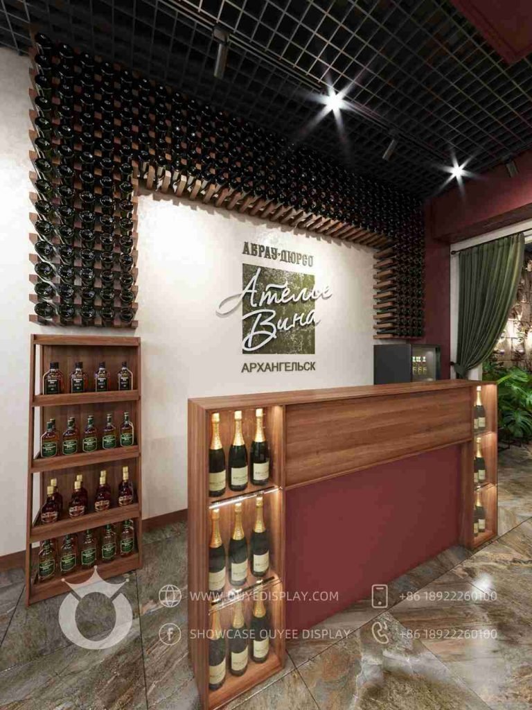 Typical Liquor Display Stand Wine shop interior design For Sale