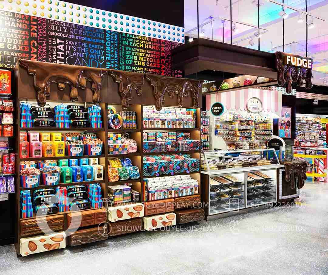 Colorful candy kiosk Lighting Chocolate Display Cabinet