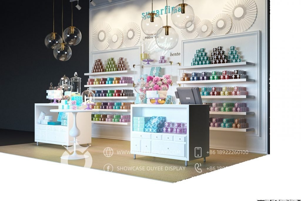 Chocolate counter display candy kiosk design