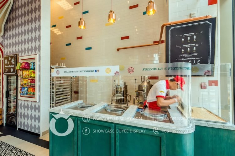 Sweet shop counter design for custom chocolate shop decoration