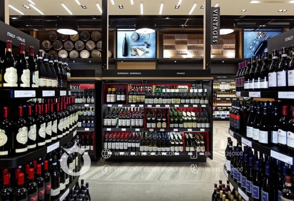 Metal Retail Wine Shop Display Furniture Wall Mounted