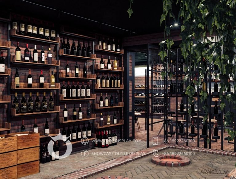 Liquor Store Interior Design Wall Mounted Wine Counter