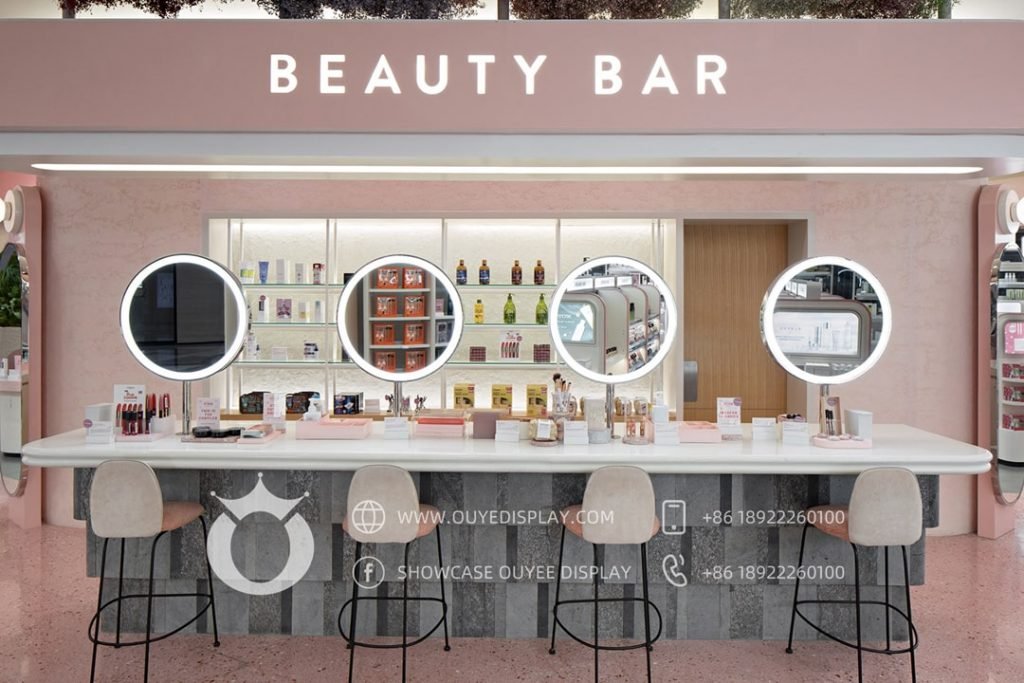 Cosmetic Shop Counter Design Fragrance Display Shelf