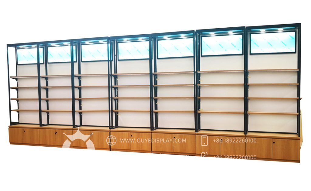 Retail wig shop interior layout decoration design display cabinet