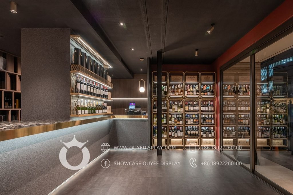 Custom liquor shop interior design wine display stand cellar ideas