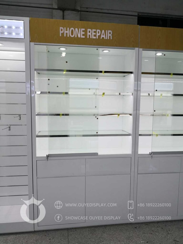 Customized Wooden Mobile Counter Modern Mobile Shop Design
