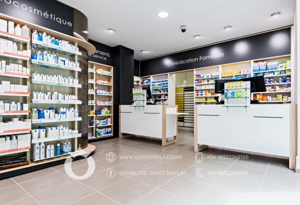 Pharmacy Counter Medical Store Furniture Display Shelves