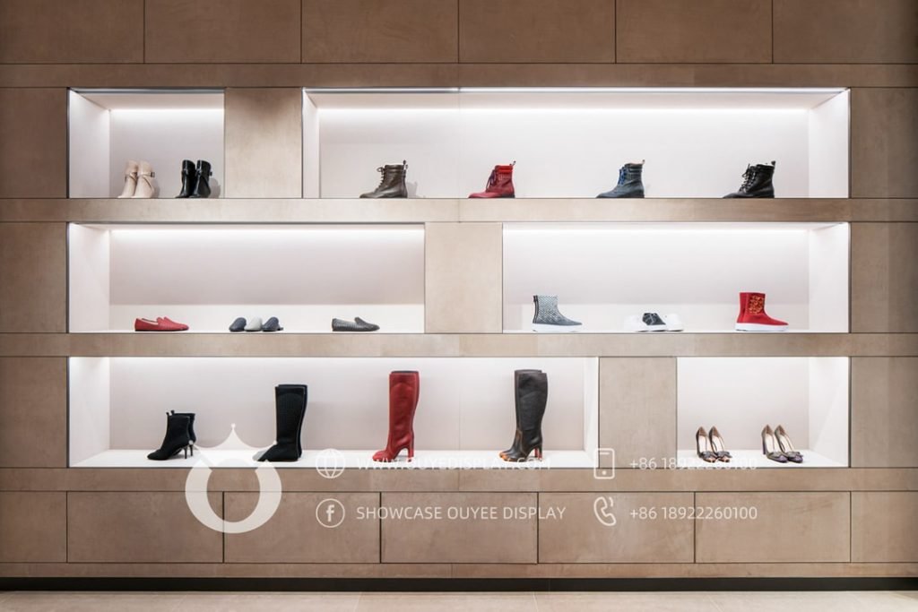 Shoe Shop Furniture Wall Display Stand And Showcase