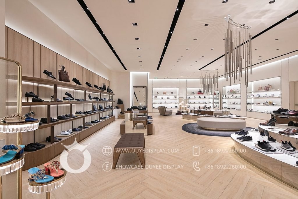 Glass Shoe Display Case Shoes Kiosk Wooden Display Rack