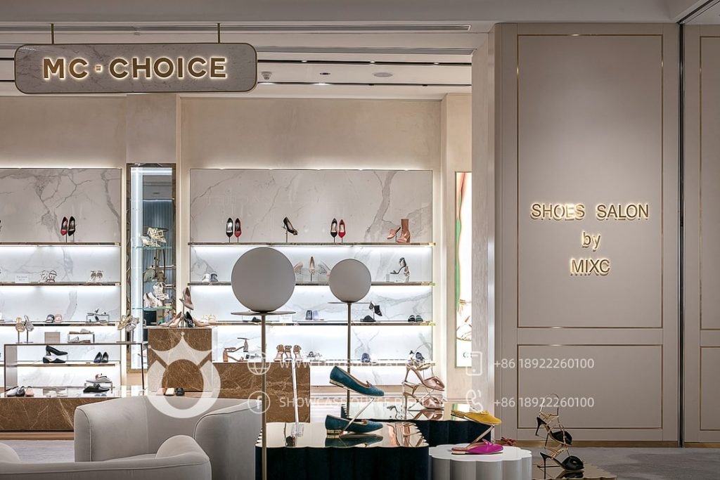 Glass Shoe Display Case Shoes Kiosk Wooden Display Rack