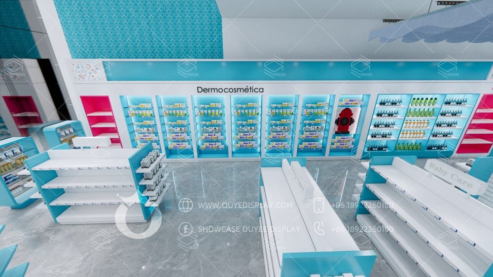 Retail medical shop display furniture interior decoration design