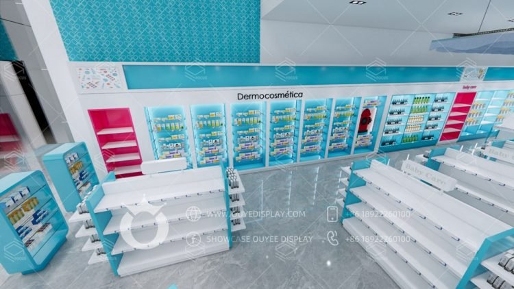 Retail medical shop display furniture interior decoration design