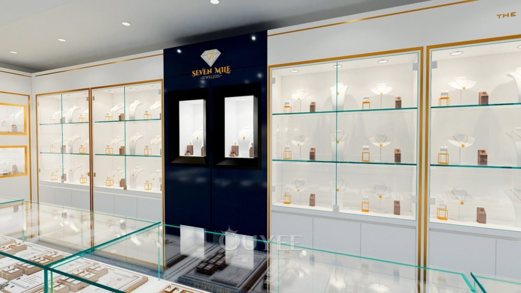Glass Gold Trim Display Cases Jewelry Cabinet | OUYEE