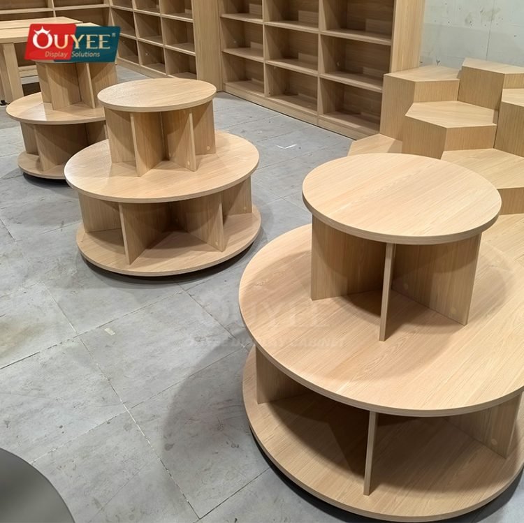 Natural Wood Round Tiered Display Stand Set | Custom Display Stand ...