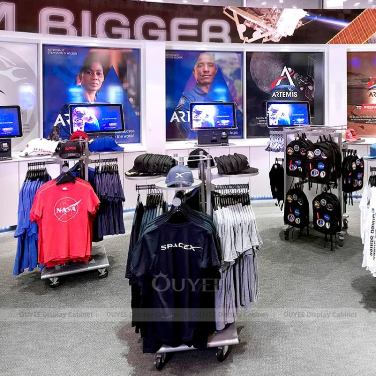 Space Themed Apparel Round Table Display Custom Display Rack Manufacturer